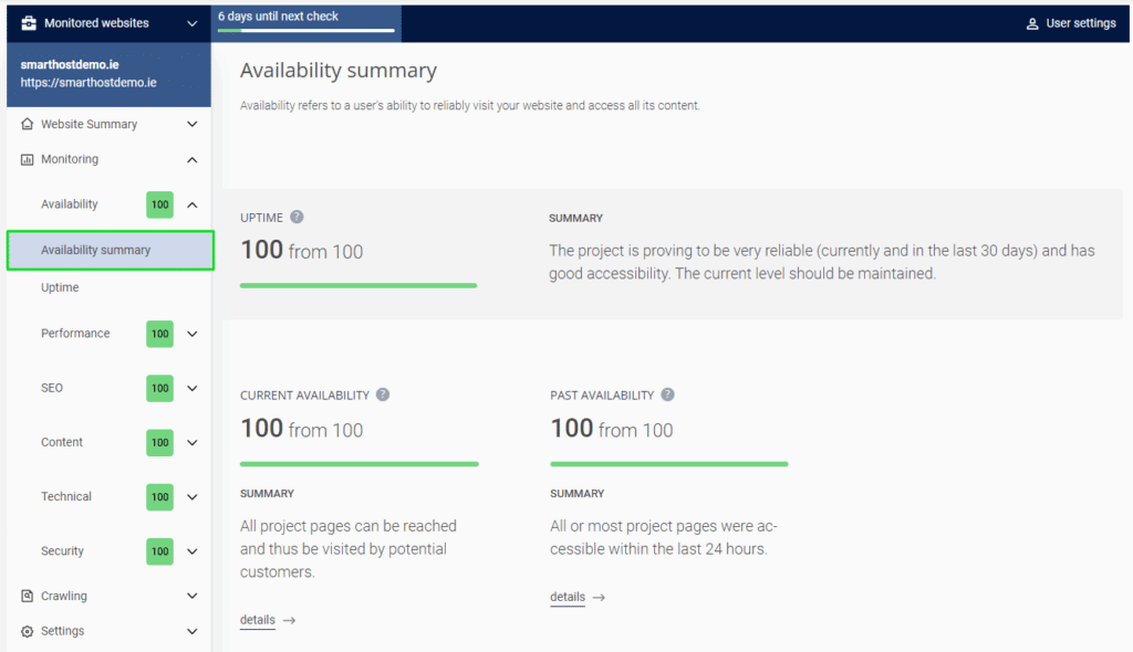 Website Quality Monitoring Availability | SmartHost Knolwedgebase